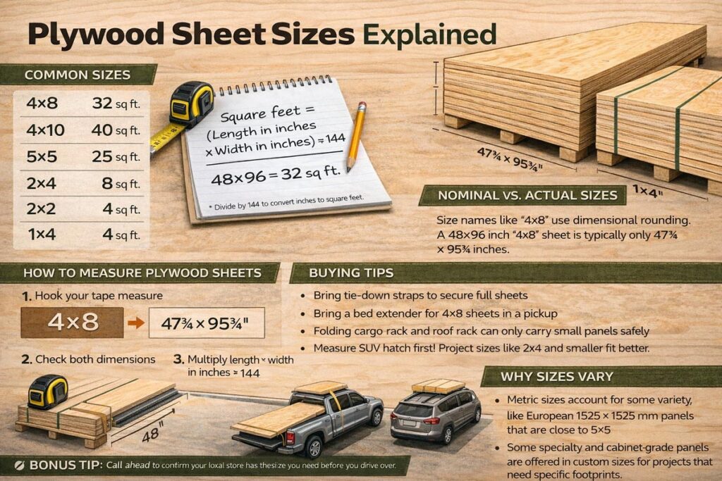 Plywood Sheet Sizes, Standard Dimensions, and Square Footage